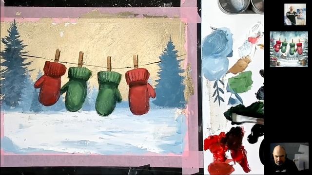 открытка с варежками