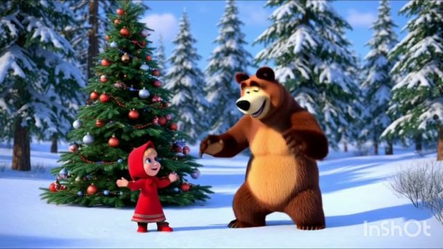 Веселый новогодний мультик герои мультфильмов и сказок танцуют у новогодней елки мультик