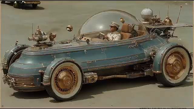 Стимпанк концепция автомобилей будущего Ai