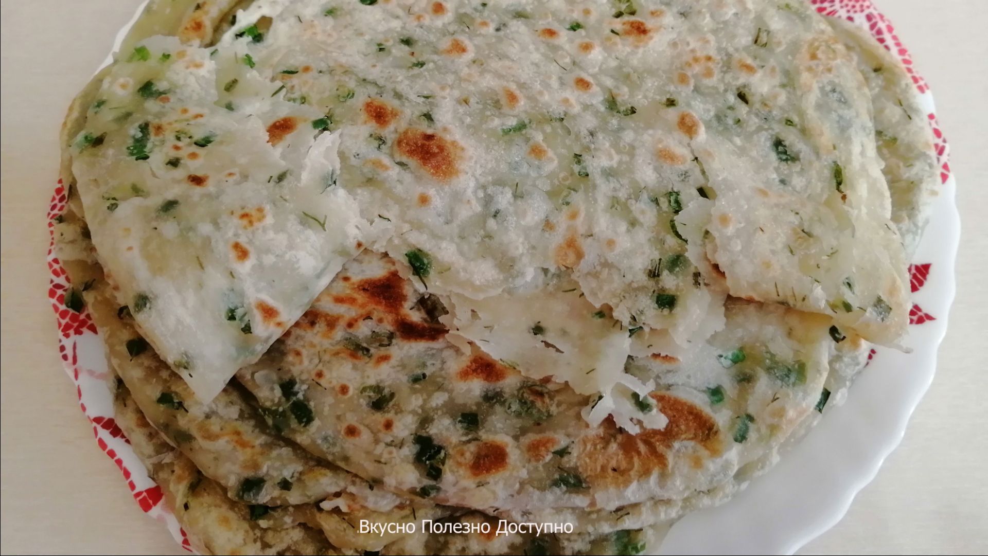 ЛАВАШ СЛОЁНЫЙ с ЛУКОМ и Зеленью (луковая ЛЕПЁШКА)