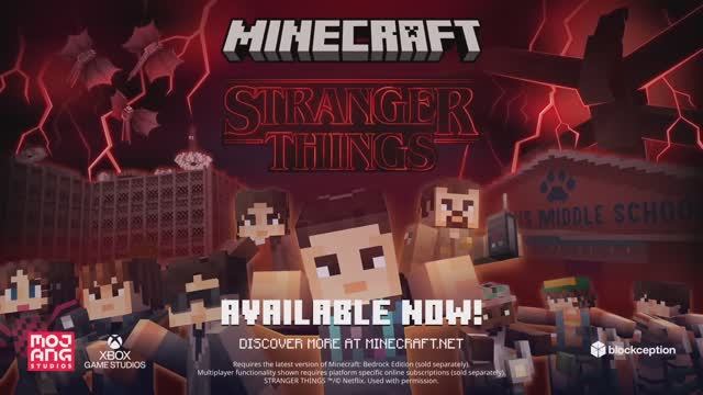 Релизный трейлер коллаборации Minecraft x Stranger Things.