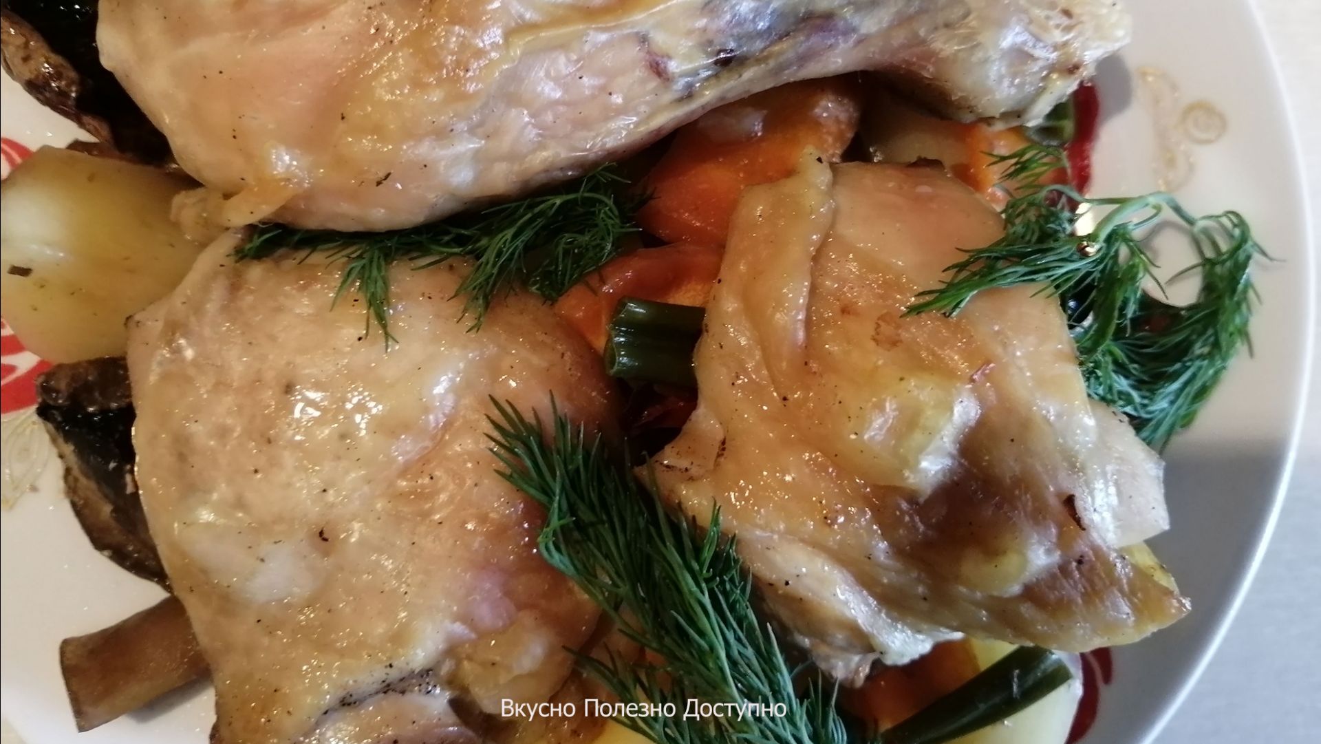 КУРИЦА с КАРТОШКОЙ и ГРИБАМИ, Запеченная в Духовке