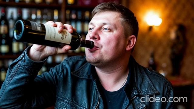 Он пьёт дешовое вино