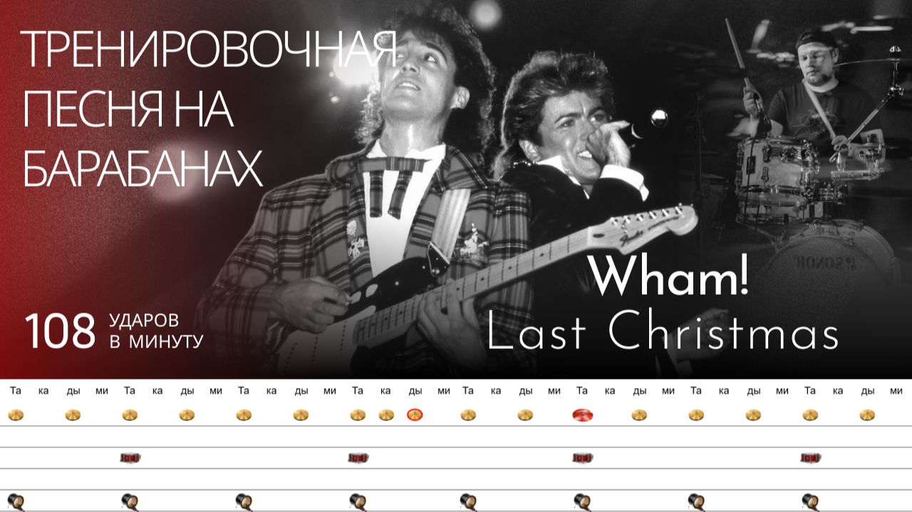 Wham! - Last Christmas / 108 bpm / Тренировочная песня для барабанов