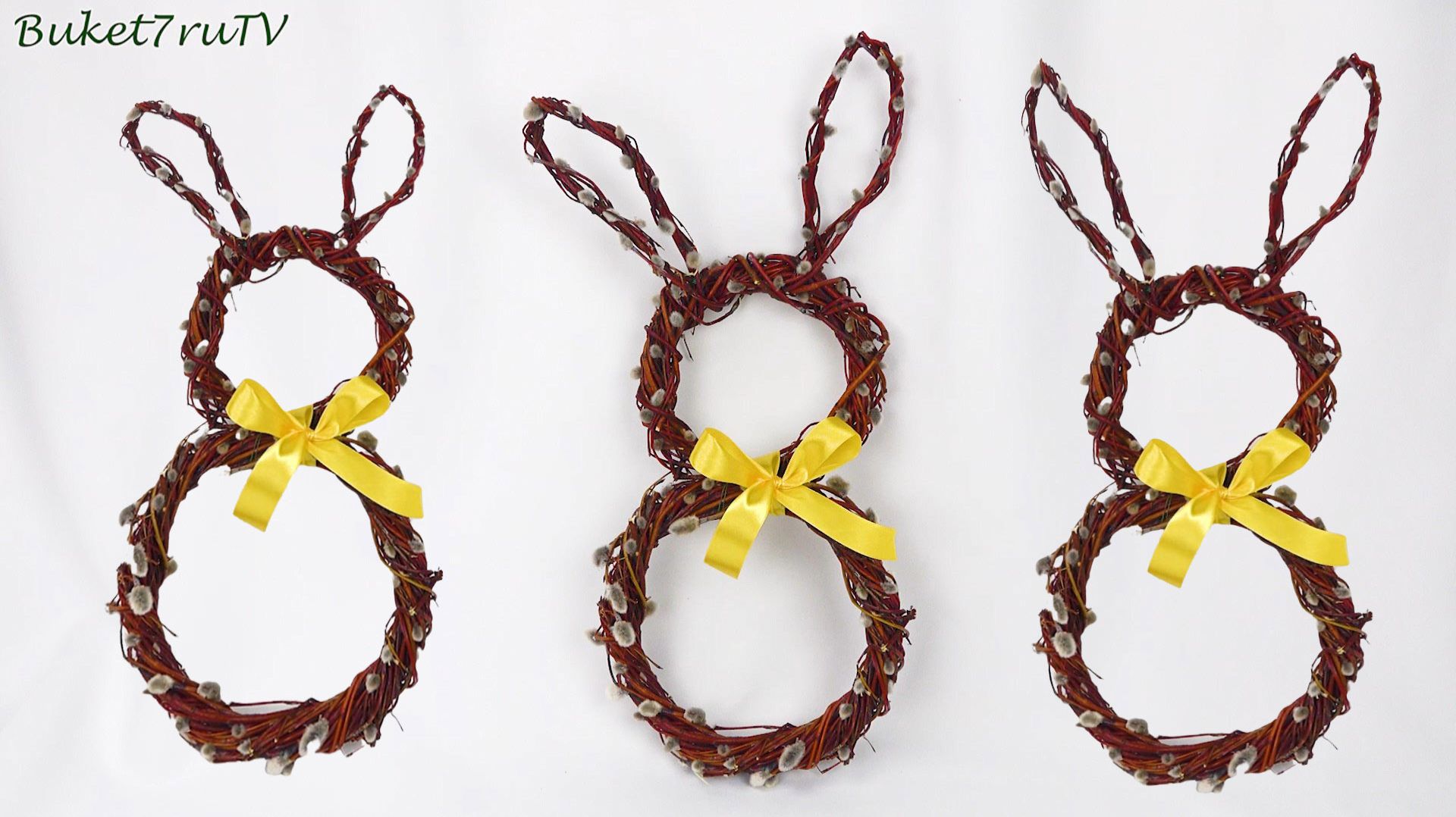 Пасхальный венок из веток / Заяц из вербы / Декор на Пасху своими руками / Пасхальный кролик