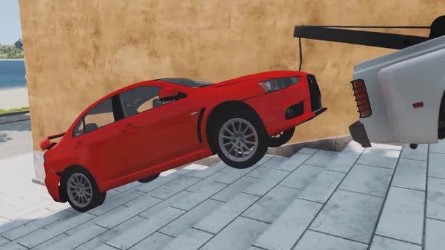 Заезд на самую большую лестницу Beam NG