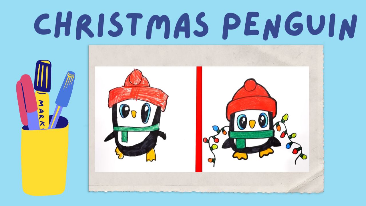 Christmas Penguin | Рисуем и учим английский