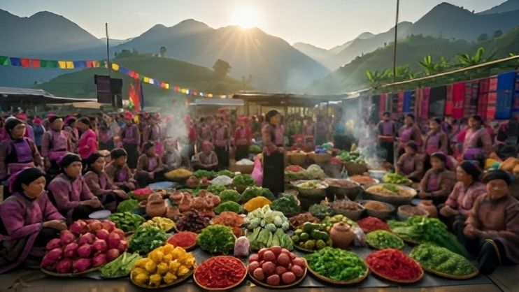 Самый колоритный рынок Вьетнама. Традиционный этнический рынок в горной провинции Шонла