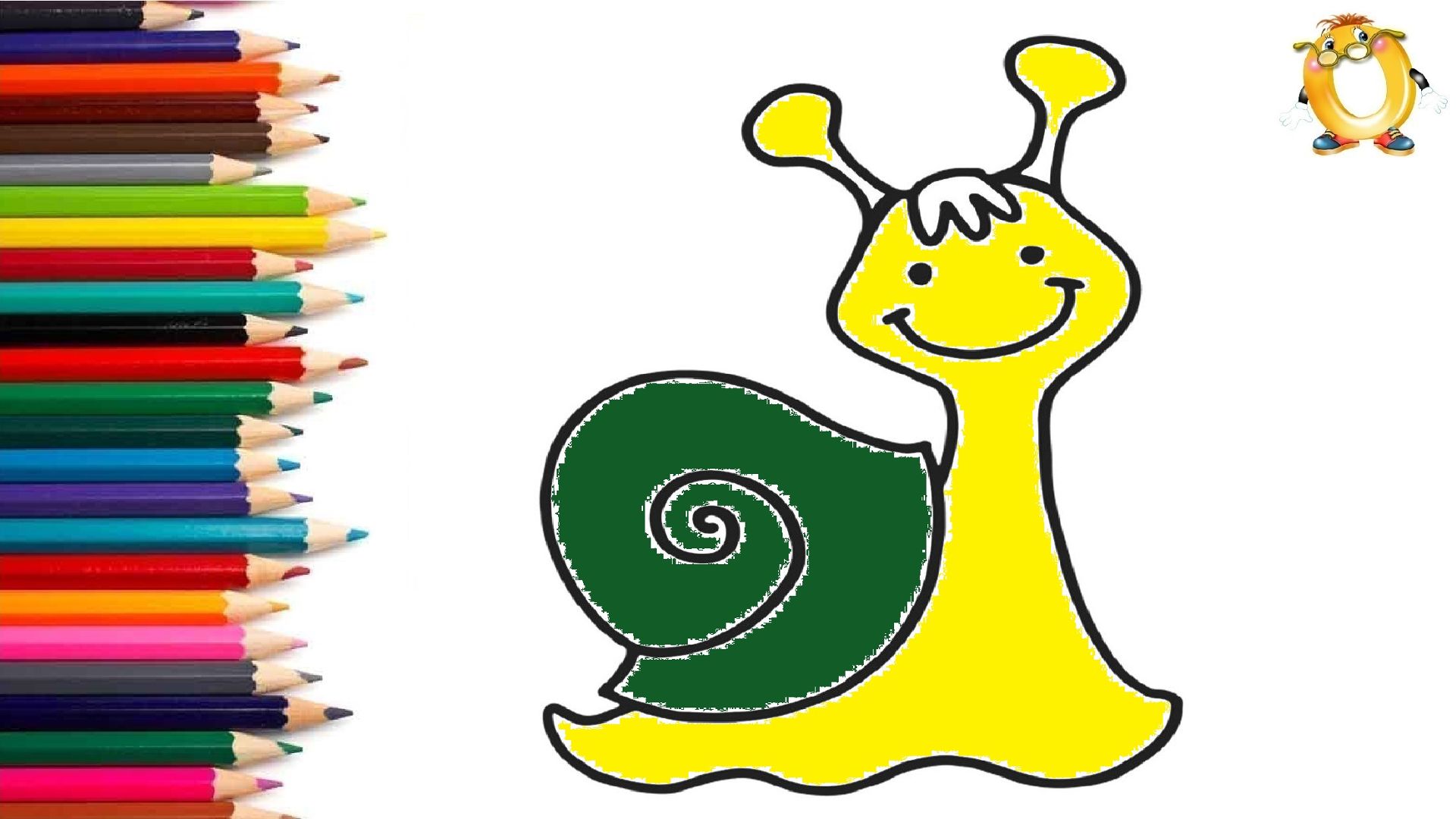 Мультик - раскраска для детей УЛИТКА. Учимся как рисовать ВЕСЕЛАЯ УЛИТКА // ОБУЧАШКА ТВ