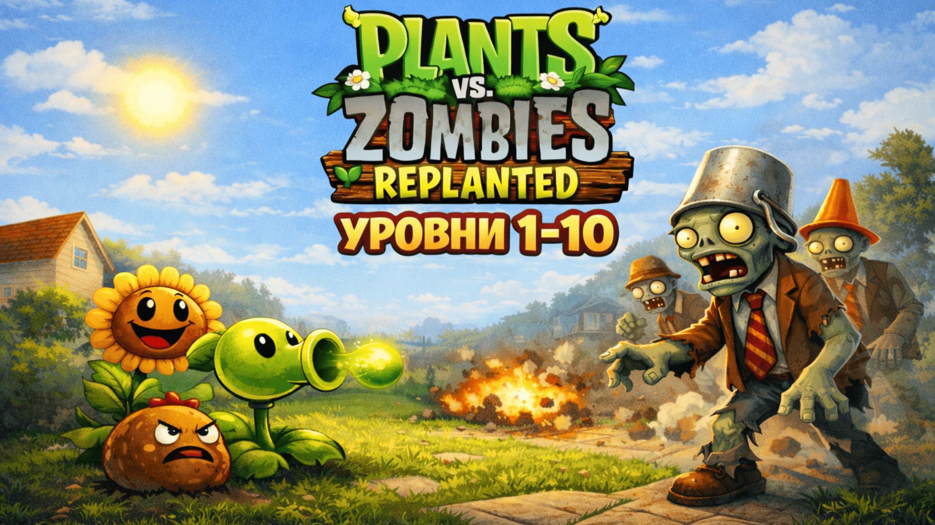 Plants vs. Zombies Replanted — прохождение уровней 1–10 |  С комментариями