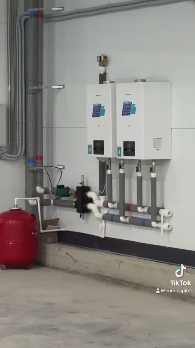 Система отопления склада площадью 1200 м2, газовая котельная 100 кВт