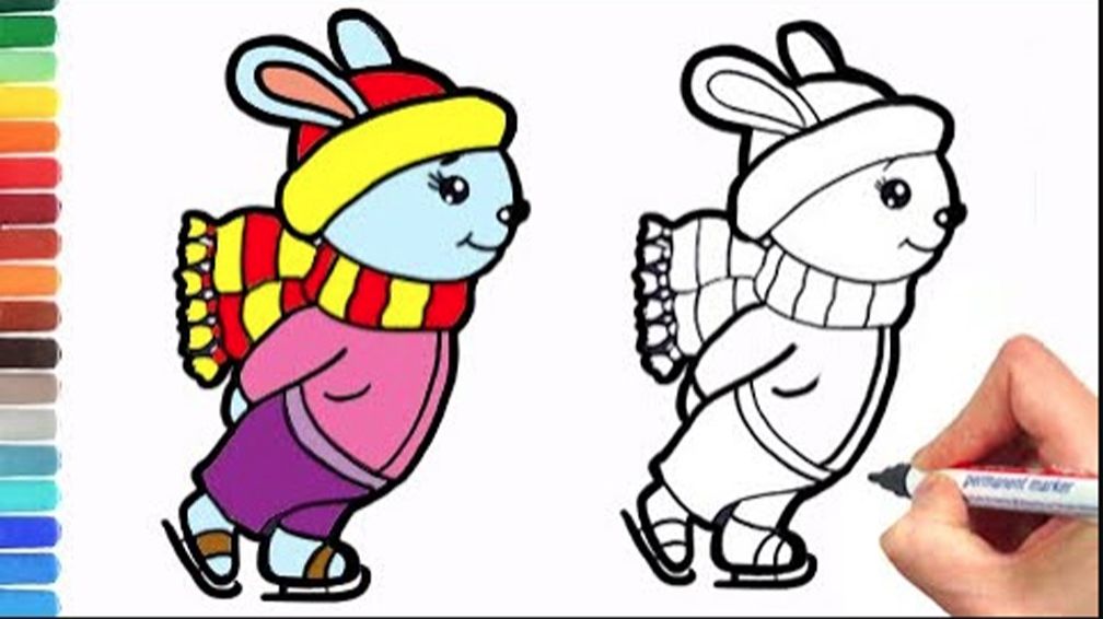 Мультик - раскраска для детей КРОЛИК. Учимся как рисовать ДОМАШНИХ ЖИВОТНЫХ