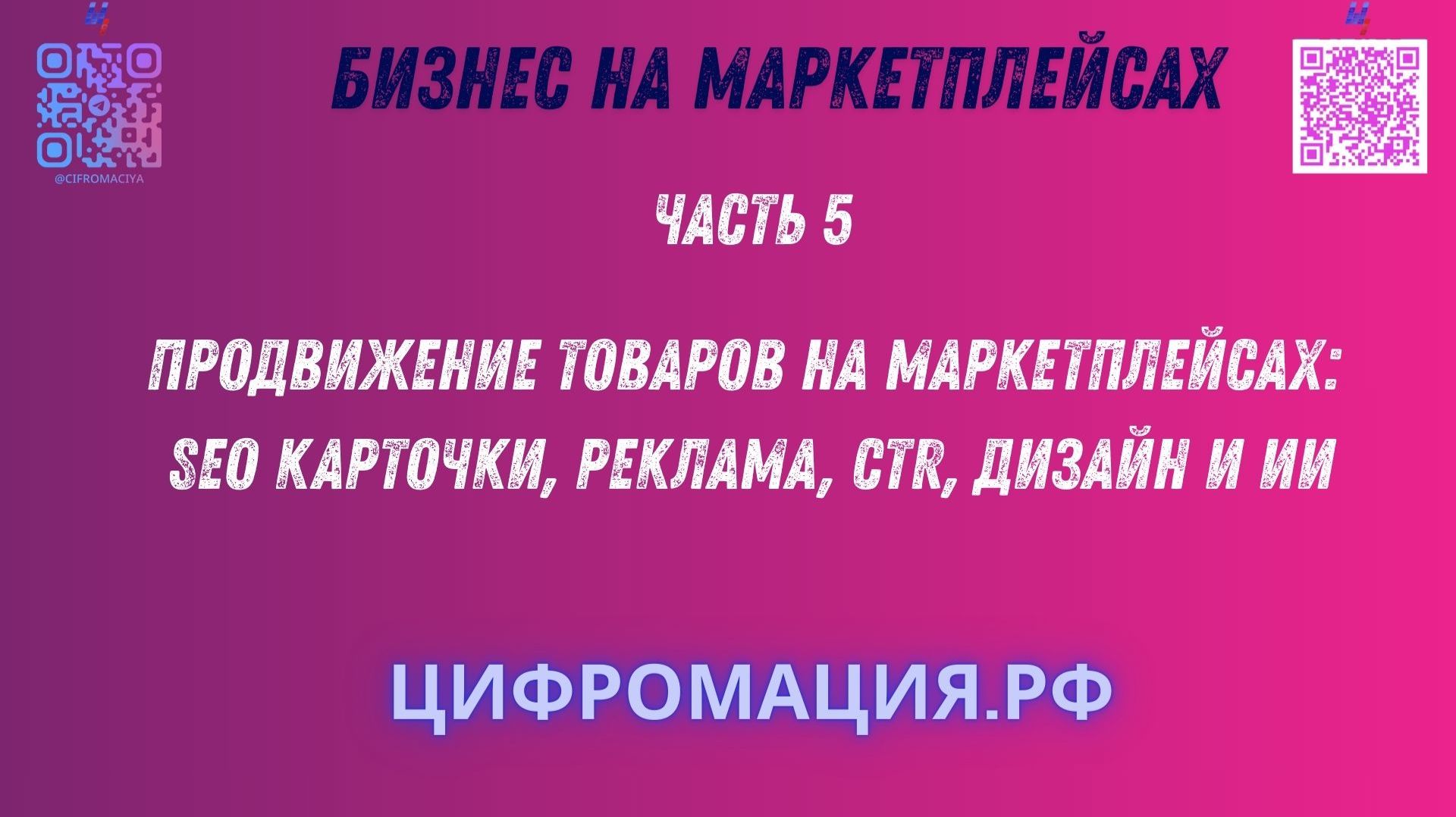 Маркетплейсы: Продвижение товаров в 2026: SEO карточки, реклама, CTR, дизайн и ИИ | Часть 5