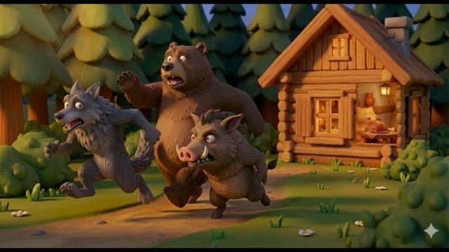 Сказка: Лисичка, кот, волк, медведь и кабан