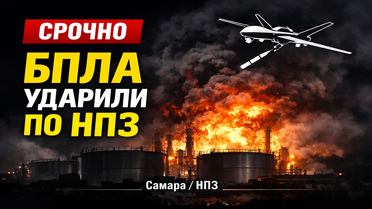 СРОЧНО: Пожар на нефтезаводе в Самаре после атаки БПЛА