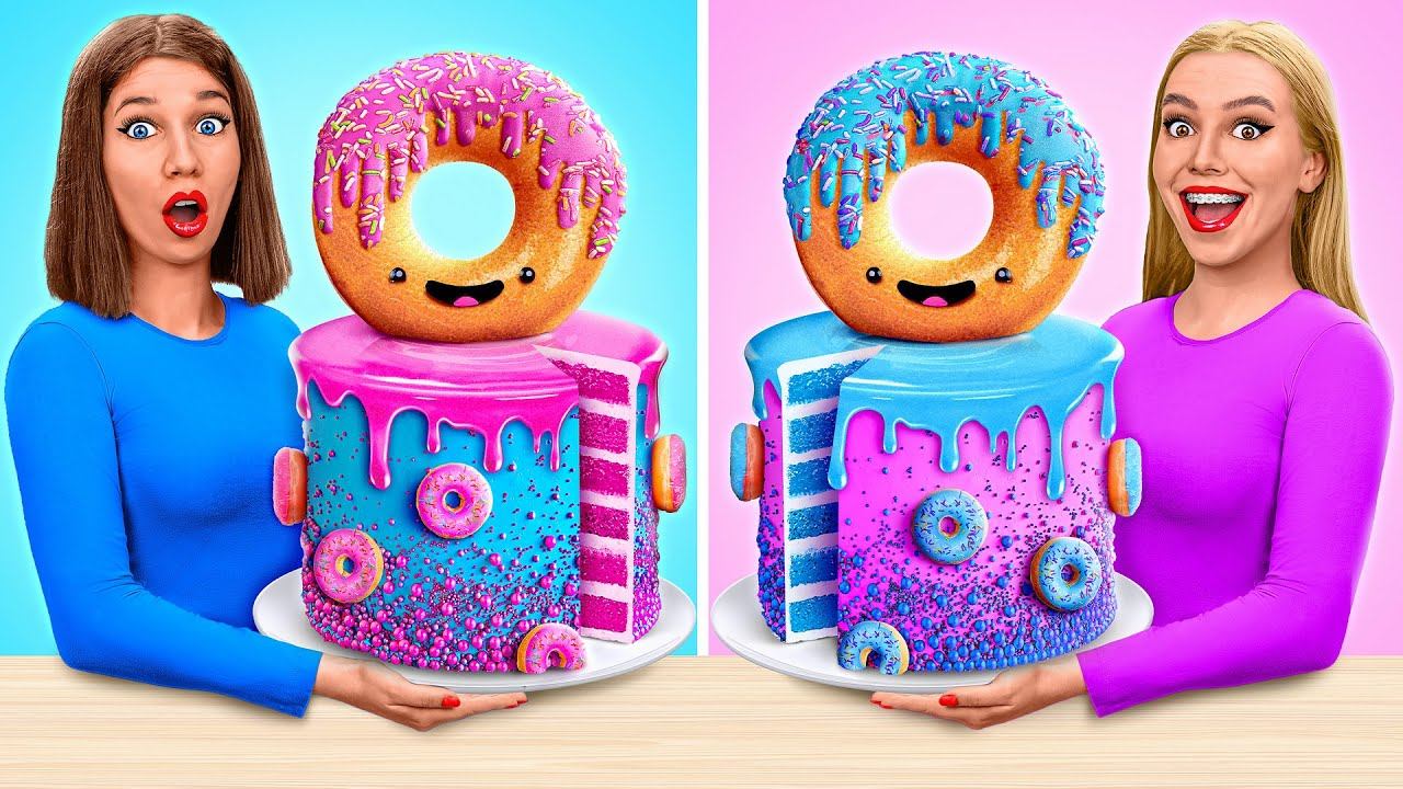 Розовое vs Синее Украшение Торта Челлендж с Multi DO Challenge