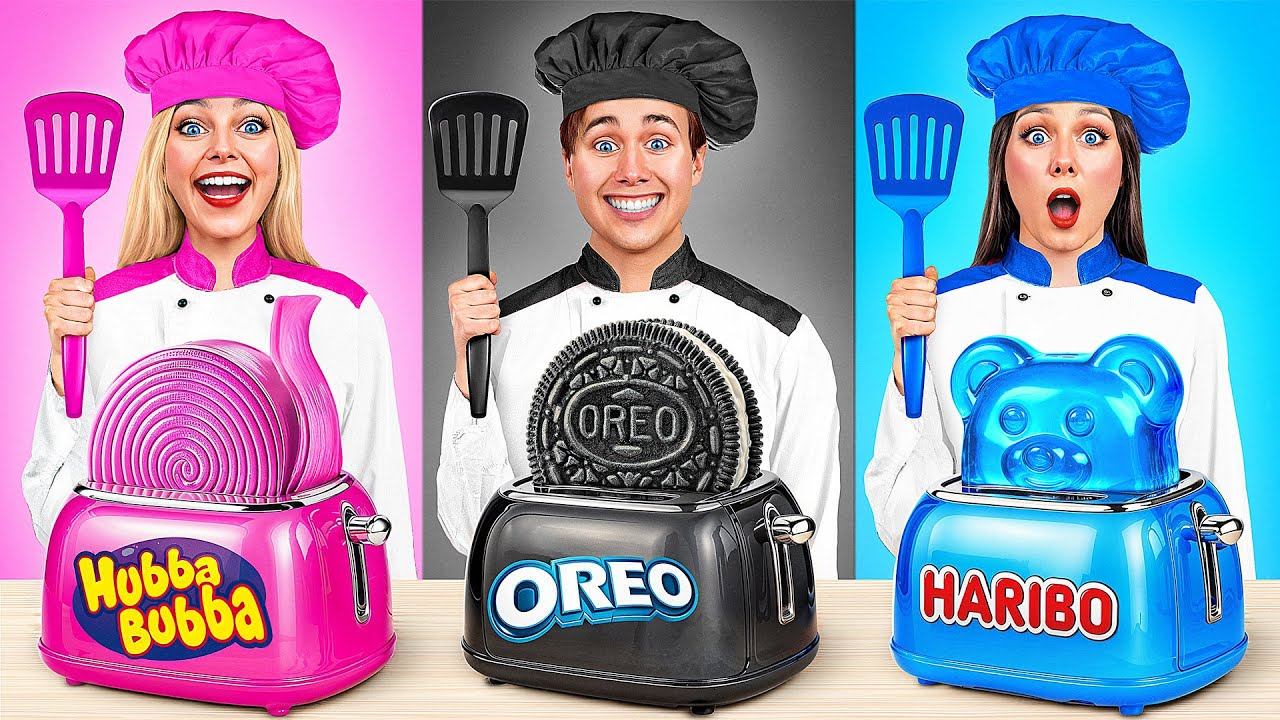 Розовая VS Черная VS Синяя Еда Кулинарный Челлендж от Multi DO Challenge