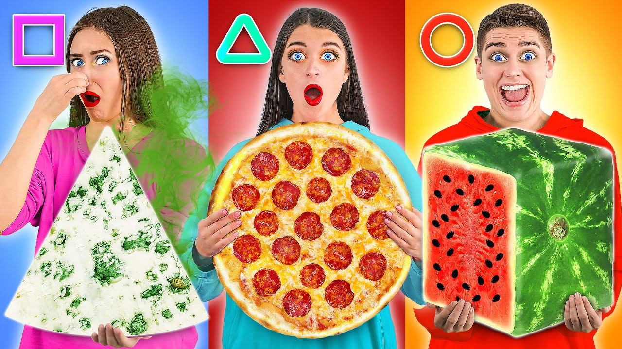 КВАДРАТНАЯ ТРЕУГОЛЬНАЯ или КРУГЛАЯ ЕДА ЧЕЛЛЕНДЖ #2