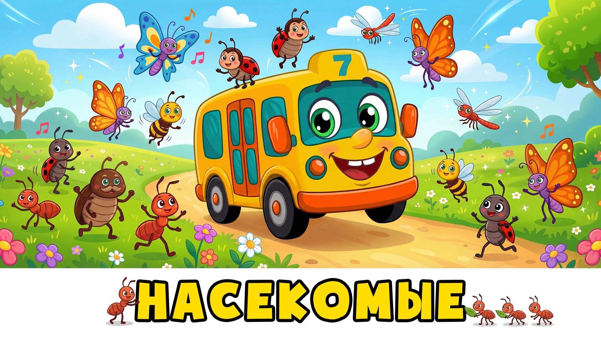 Насекомые | Автобус Борис | Развивающая песенка мультик для детей