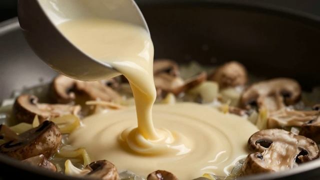 Грибы жареные с луком и сливками