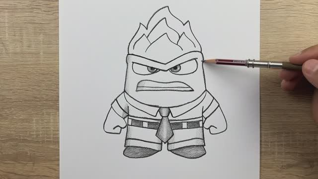 Как нарисовать ярость из мультфильма «Головоломка 2»: инструкция в технике рисунка карандашом