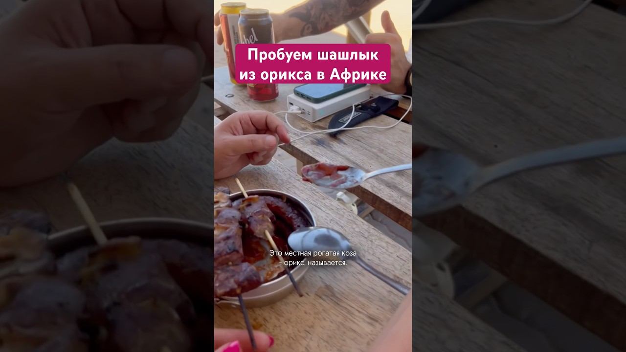 Пробуем шашлык из орикса (парнокопытное) в Африке! Намибия. Больше про путешествие на авто в профиле