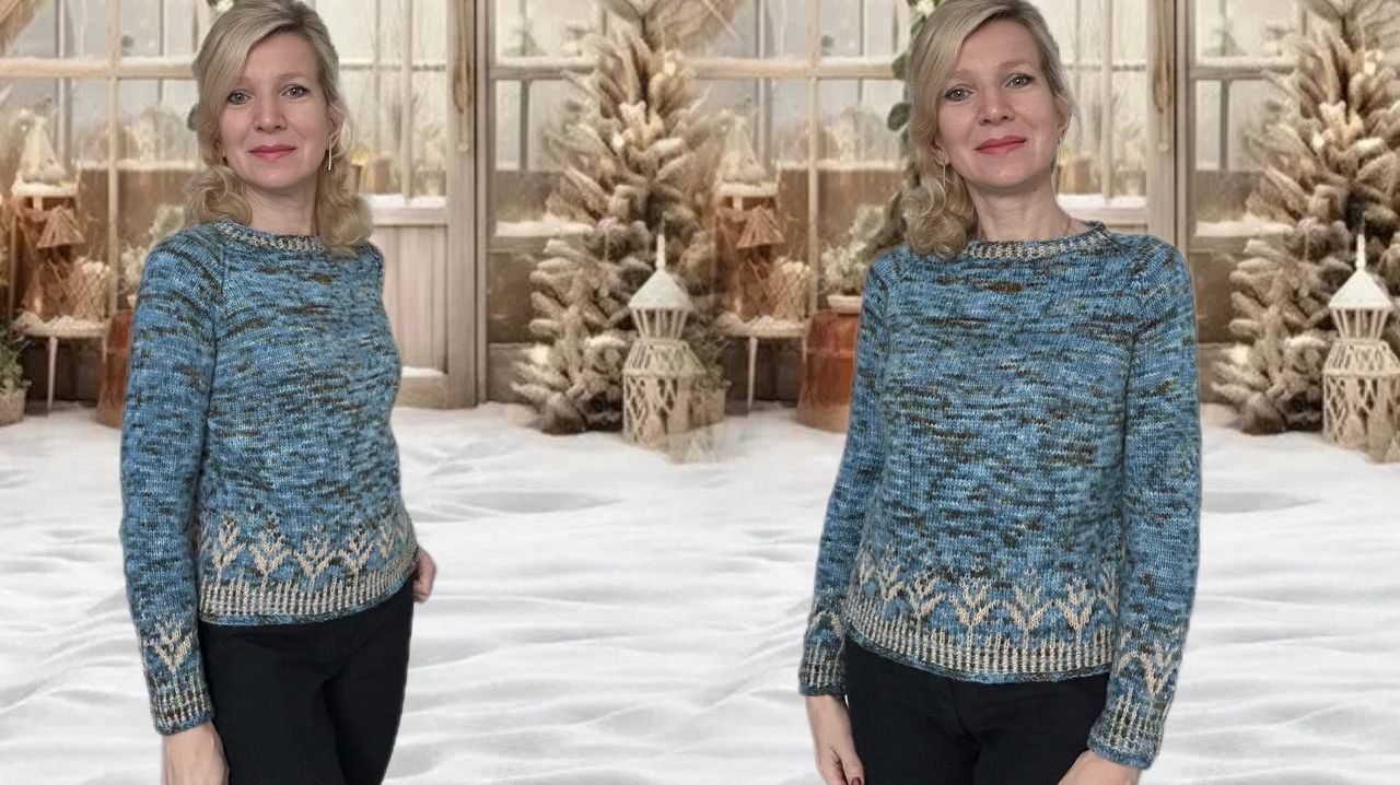 Джемпер «Декабрь» регланом снизу./ МК 🧶