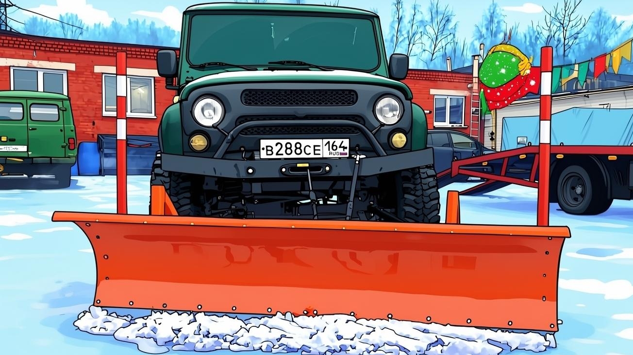 Отвал для снега на стандартный автомобиль УАЗ Hunter Хантер 315195 31520