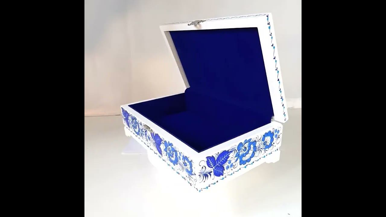 Шкатулка хохлома расписная Зимний пейзаж