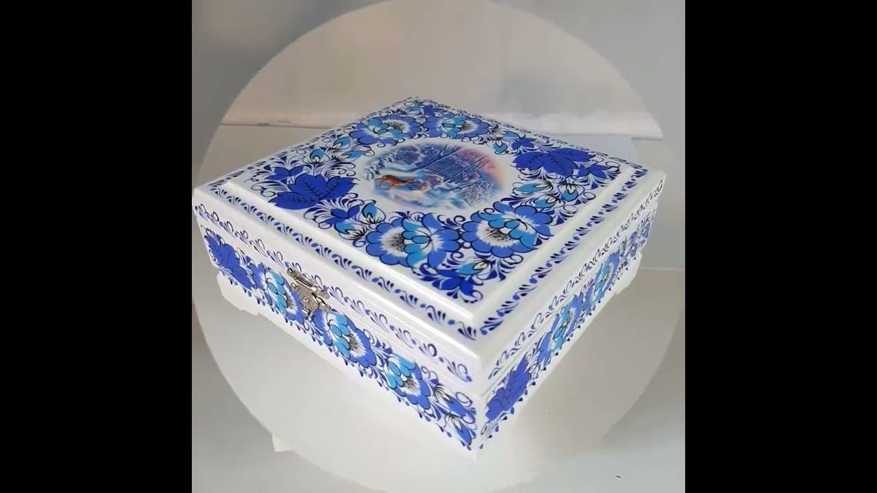 Хохломская шкатулка Русская зима