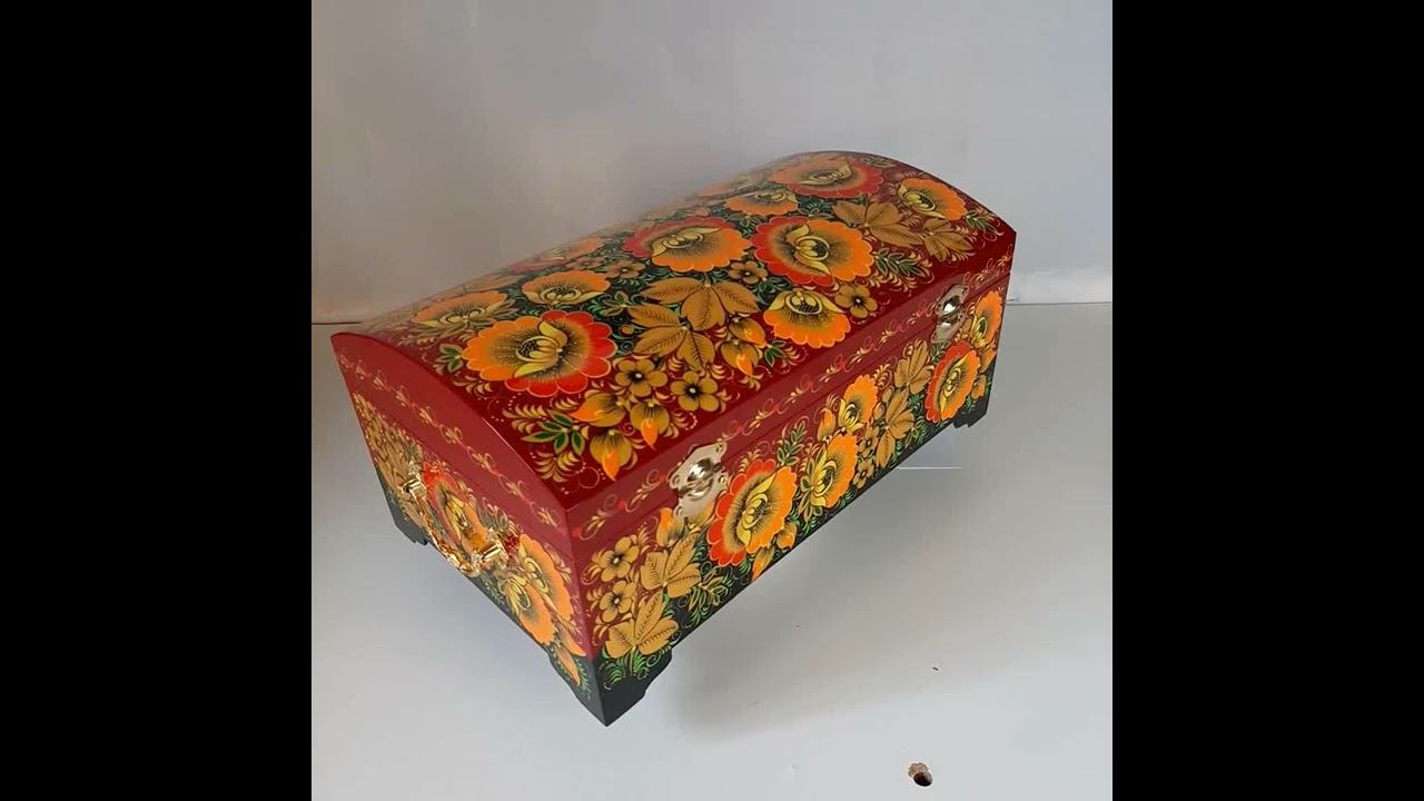 Шкатулка хохломская Сундук с ручками
