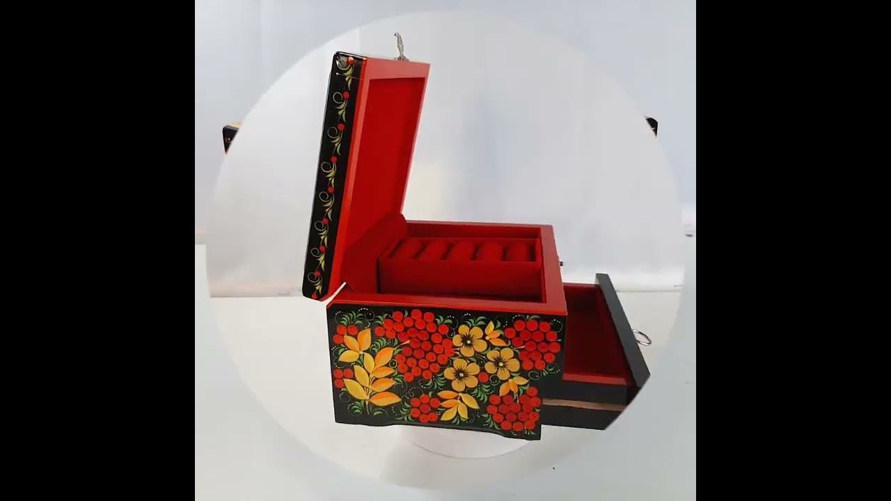 Деревянная шкатулка для украшений Хохлома   Хохломская птичка