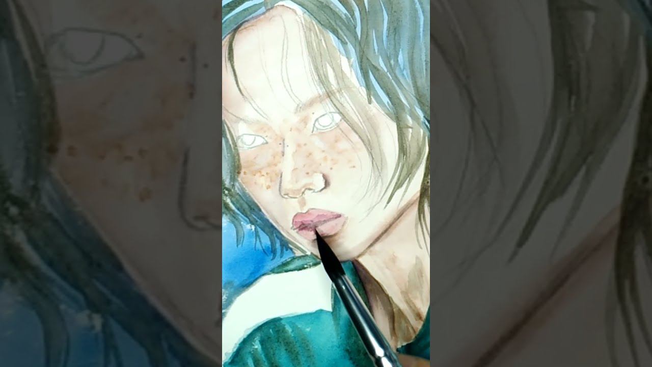 Игра в Кальмара. Игрок 067. Рисунок девушки акварелью. Чон Хо Ён — Кан Сэ Бёк