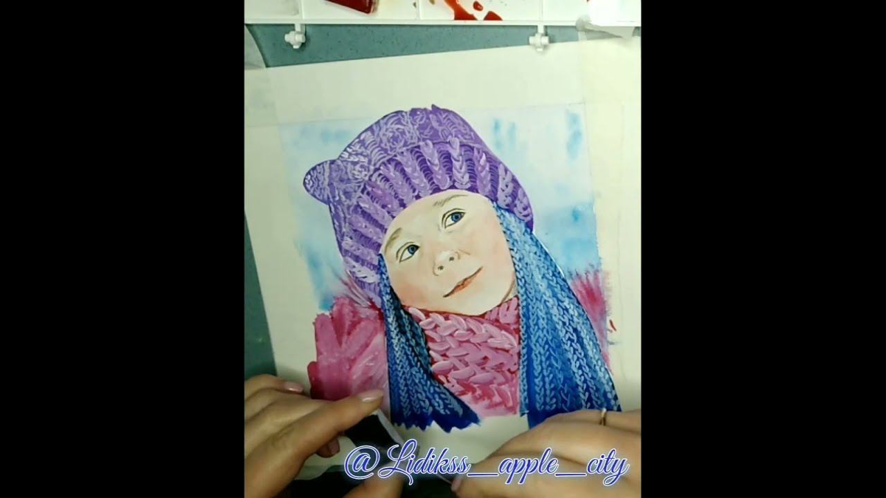 Рисунок девочки гуашью, акварелью. Портрет ребёнка. 👧🏼🎨