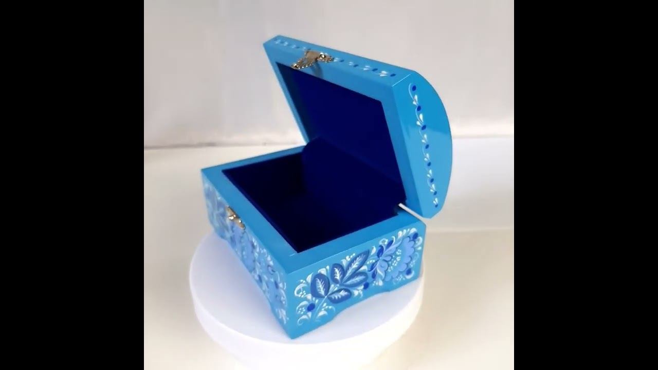 Деревянная шкатулка хохломская роспись Вечер 12 х 8 см