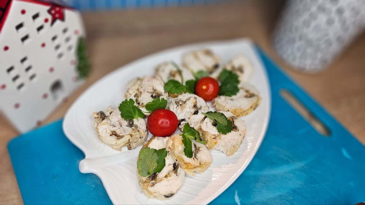 куриный рулет с грибами без заморочек!