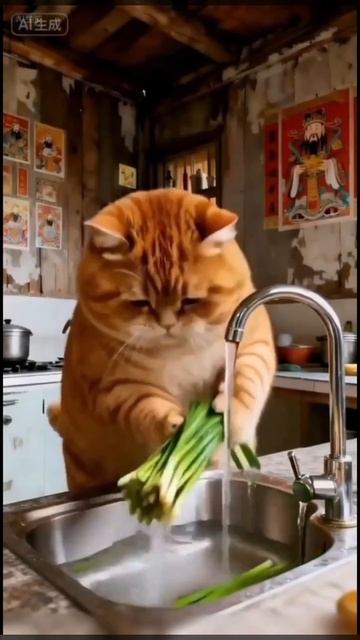 Прикольный рыжий кот шеф-поварп