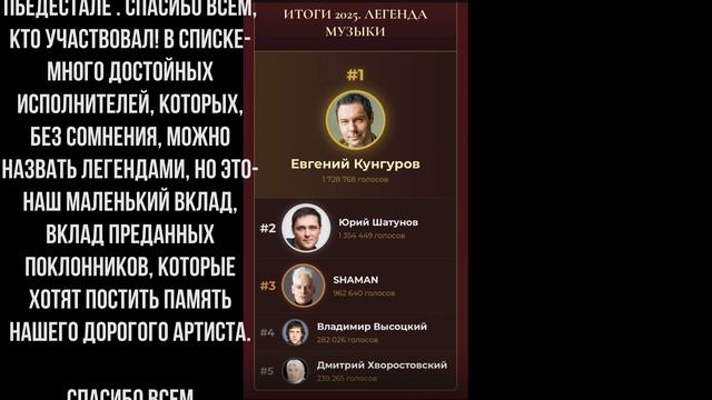 Легенда  музыки 2025. Евгений Кунгуров