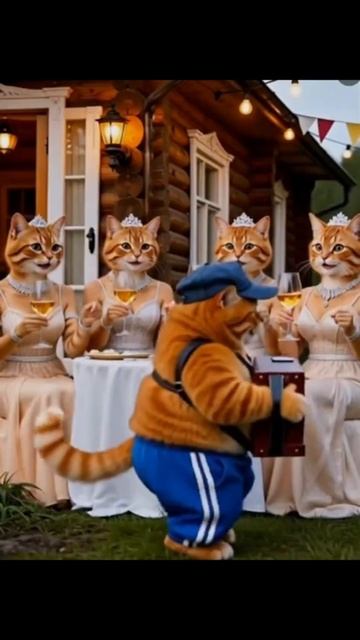 прикольный рыжий кот в деревне