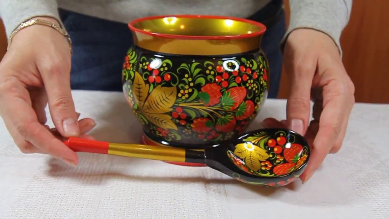 Поставок с ложкой - Хохлома | Хохломской поставок