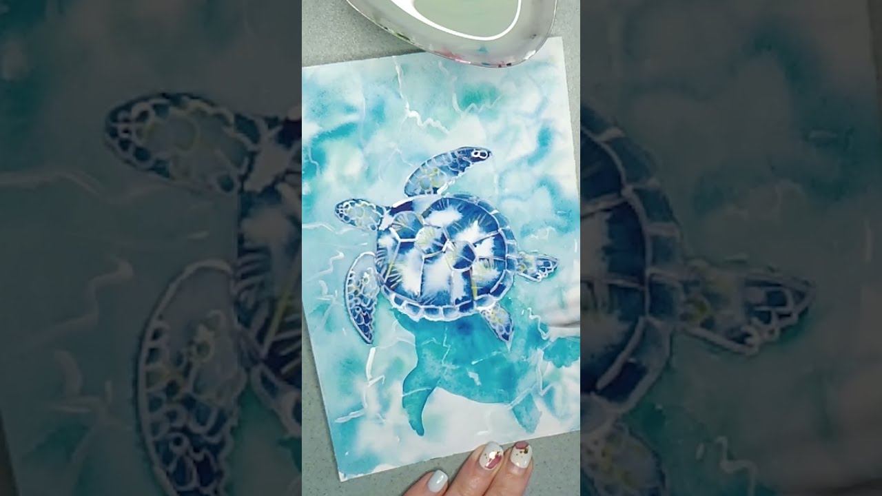 Морская черепашка акварелью
