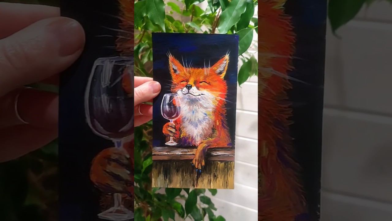 Милая лисичка с вином 🎨