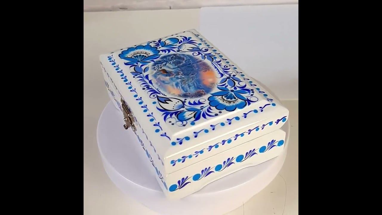 Шкатулка авторская Морозный узор 12 х 8 см