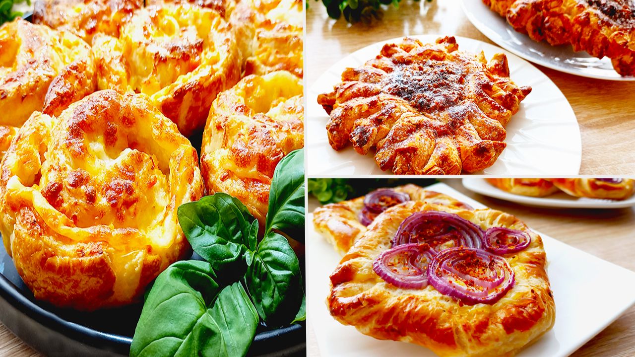 ТОП-3 рецепта из слоеного теста ! Быстрая выпечка! Пальчики оближешь! Просто и очень вкусно!