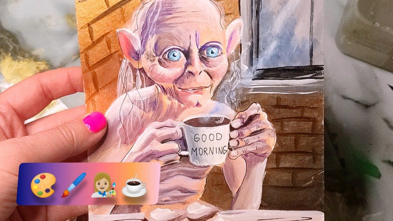 Голлум с чашечкой кофе рисунок 😎#lidikss_art