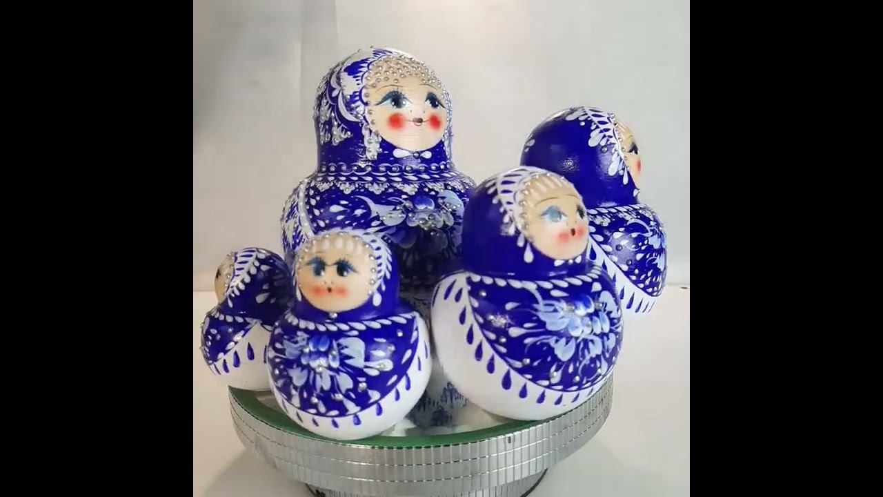Матрешка Зимняя гжель 10 мест