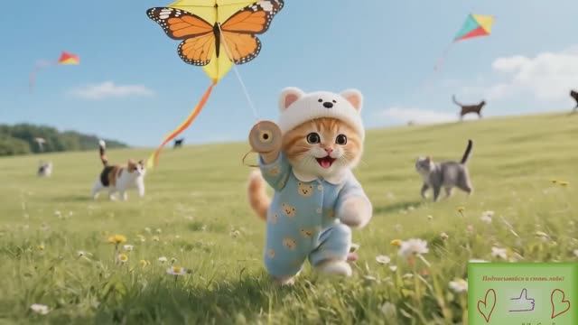 Мультики для детей! 💕 Рыжий котенок обожает запускать воздушных змеев 🪁