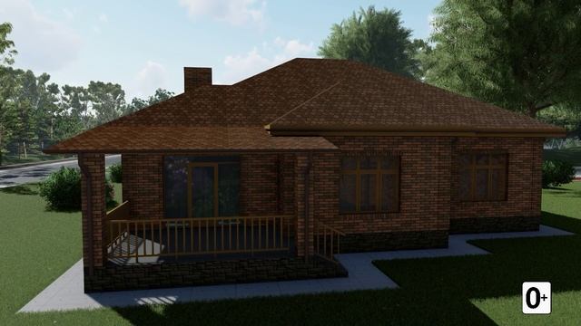 Проект красивого одноэтажного дома из кирпича C-264