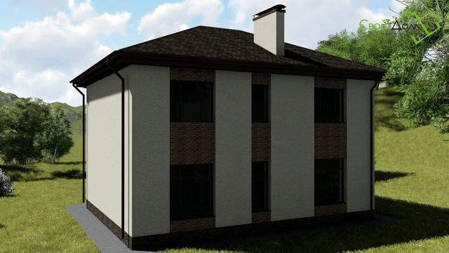 Проект дома из газобетона с эркером C-022