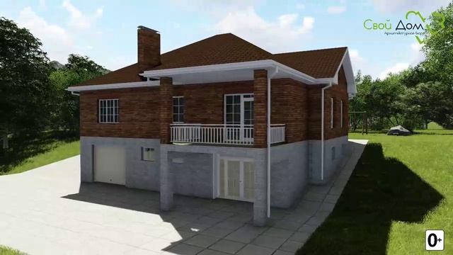 Проект одноэтажного дома с цокольным этажом F-015